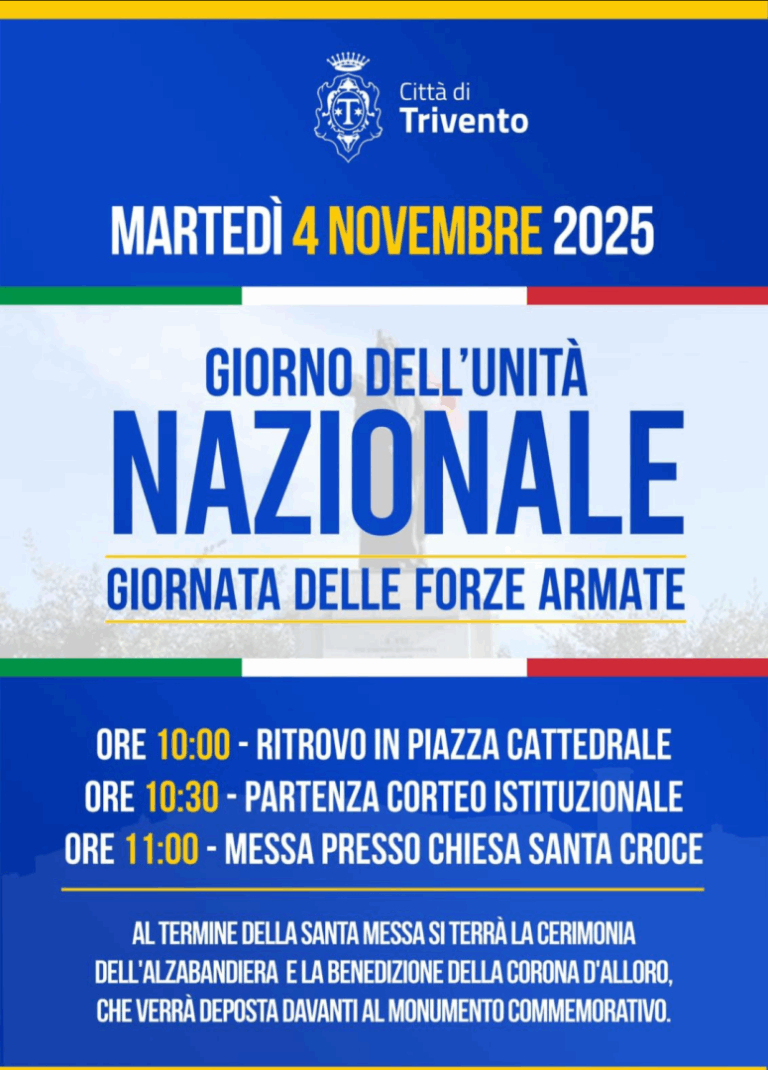 Il Comune di Trivento celebra la giornata dell’Unità nazionale e Forze armate - Il giornale del ...