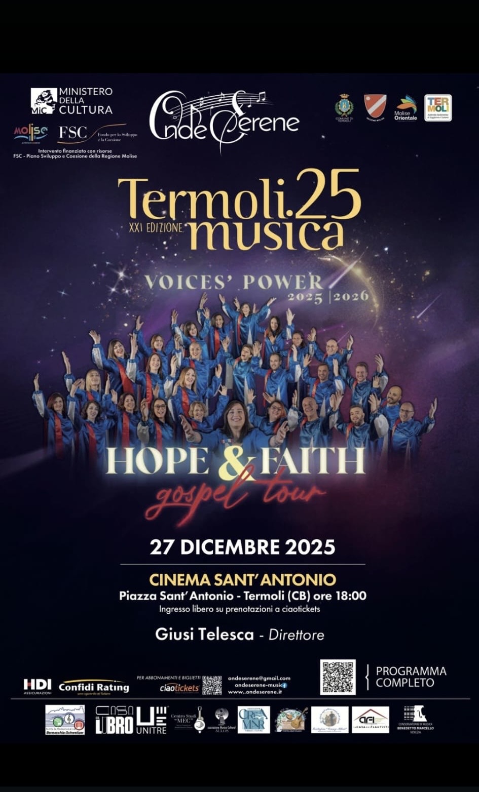 Hope & Faith Gospel Tour, il 27 dicembre concerto al Cinema Sant ...